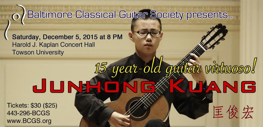 Baltimore Classical Guitar Society Presents Junhong Kuang at Towson ...
